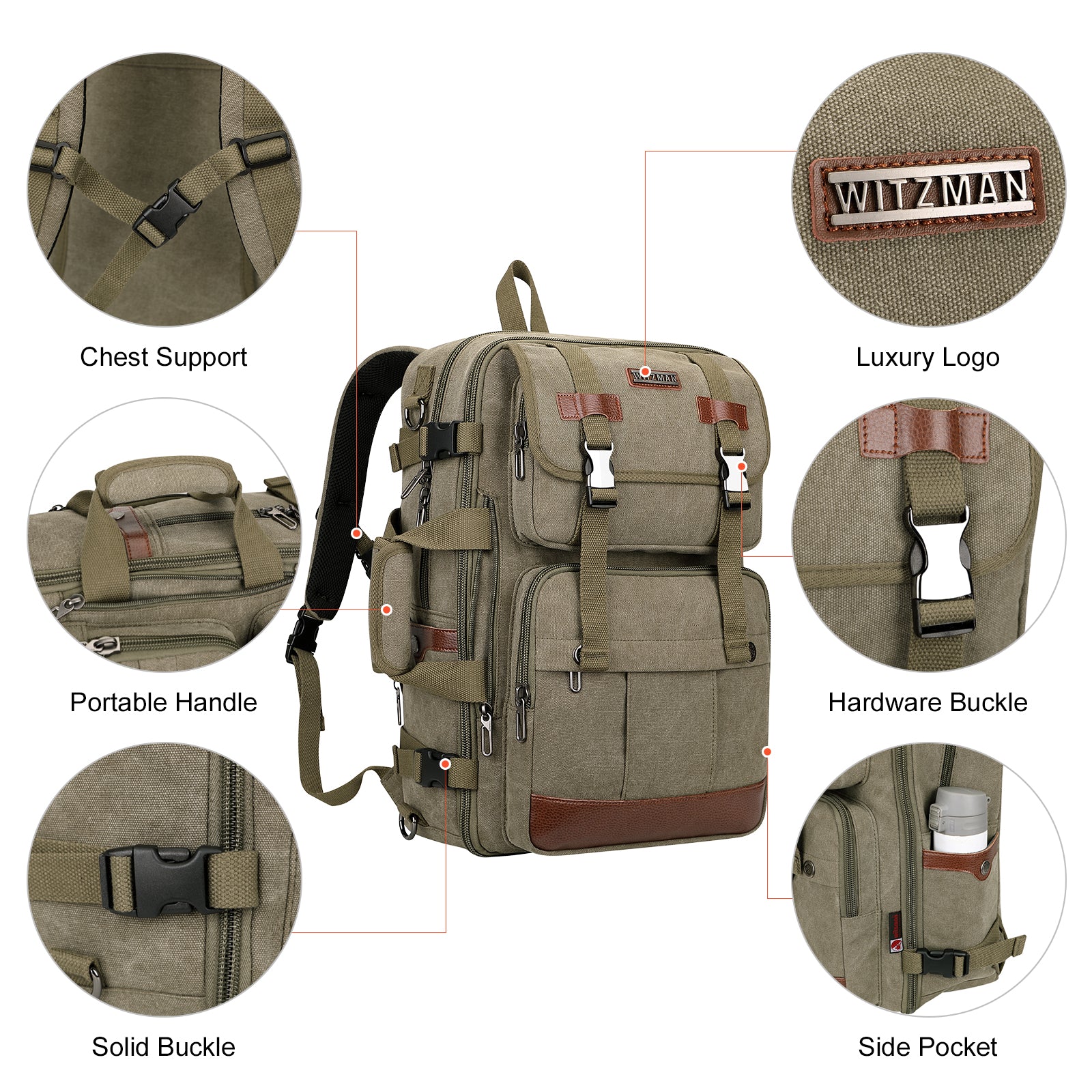 Canvas Backpack Large Travel Backpack Luggage Duffel Bag | WITZMAN