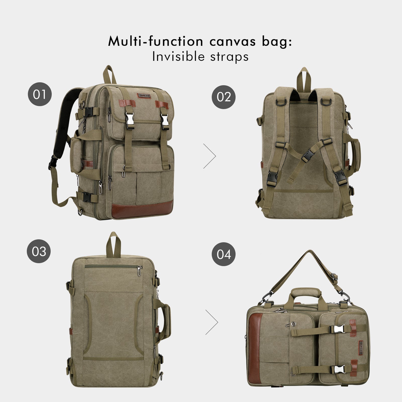 Canvas Backpack Large Travel Backpack Luggage Duffel Bag | WITZMAN