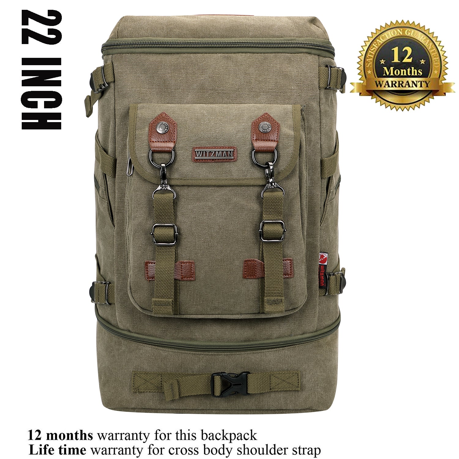 Travel Backpack for Men Canvas Carry on Luggage Rucksack | WITZMAN