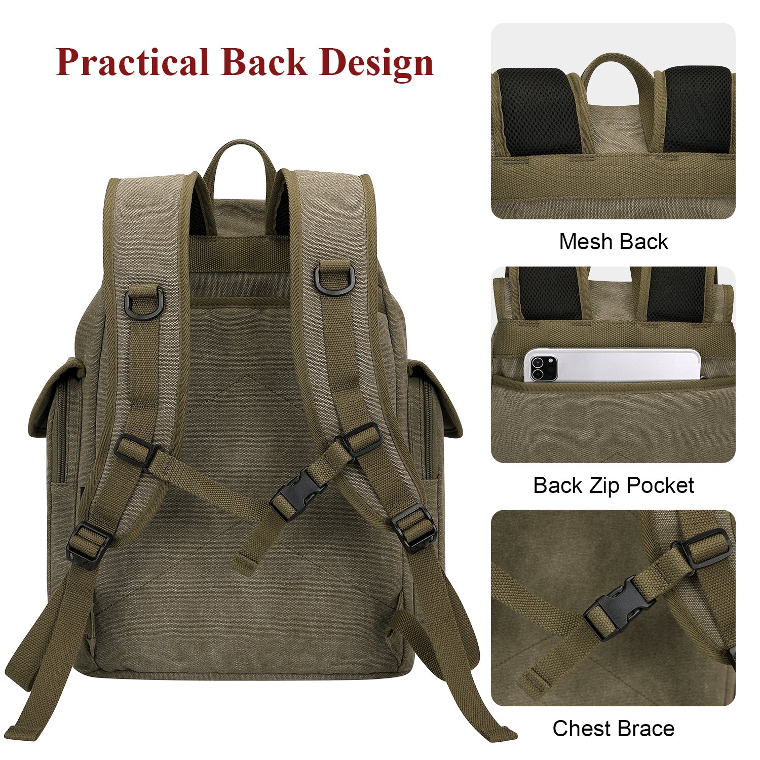 Canvas Backpack for Men Vintage Rucksack Backpack | WITZMAN