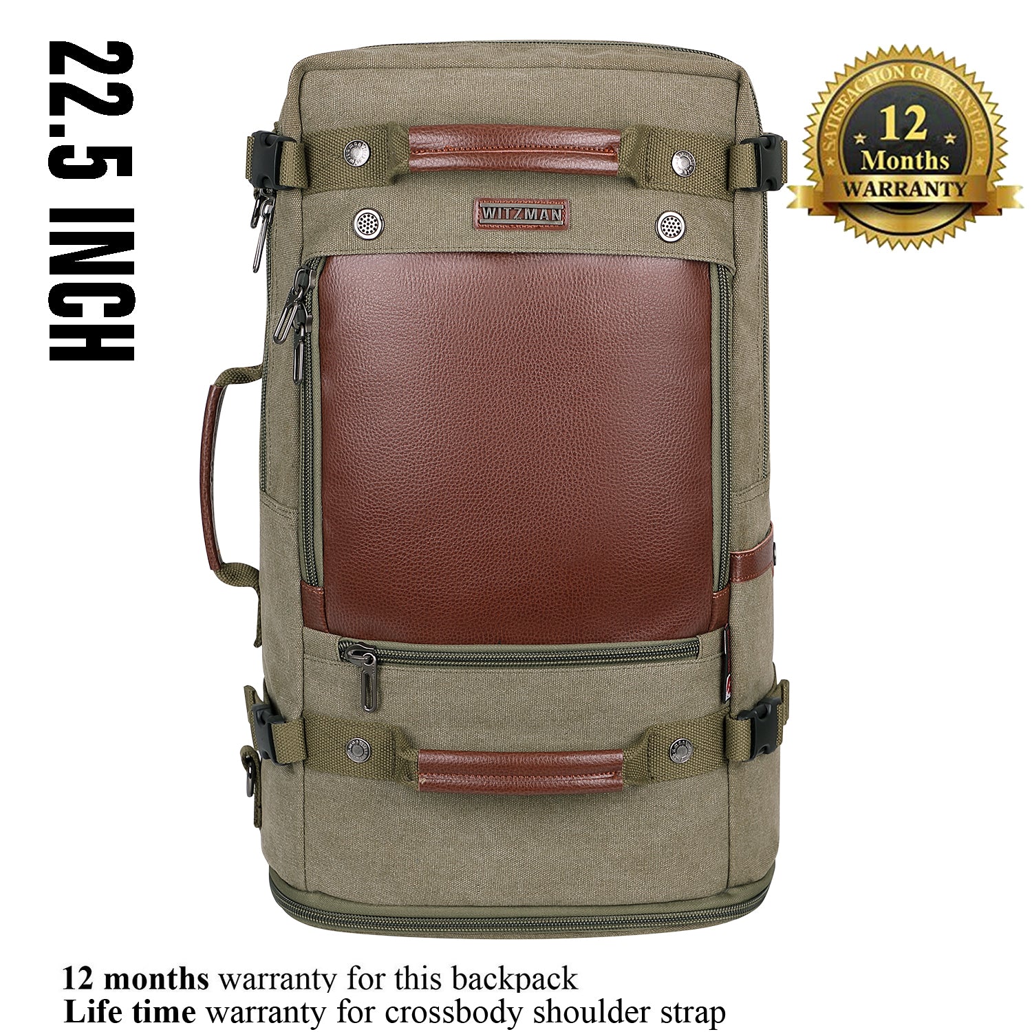Carry on Travel Backpack for Men Canvas Luggage Backpack | WITZMAN